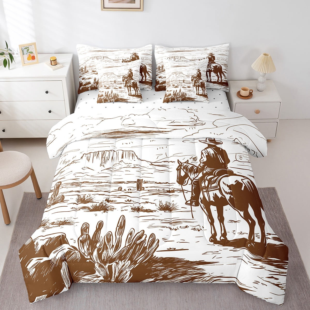 YST Western 7 Piece Comforter Set Queen,Farmhouse Cowboy Bed in a Bag ...