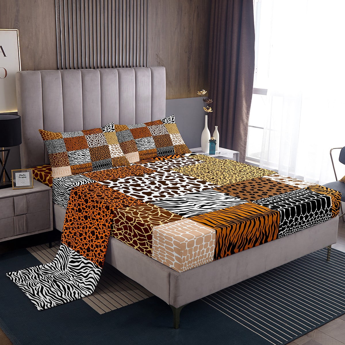 YST Western Bed Sheets Set Queen,Cowhide Cow Print Sheets Wild Animals ...
