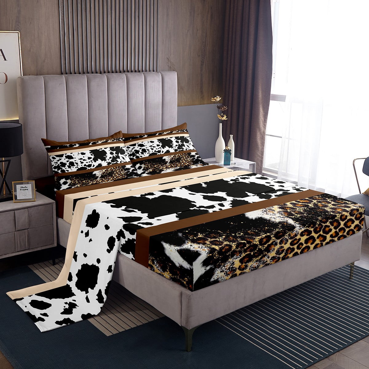 Erosebridal Western Bed Sheets Set Twin,Brown Leopard Print Sheets ...