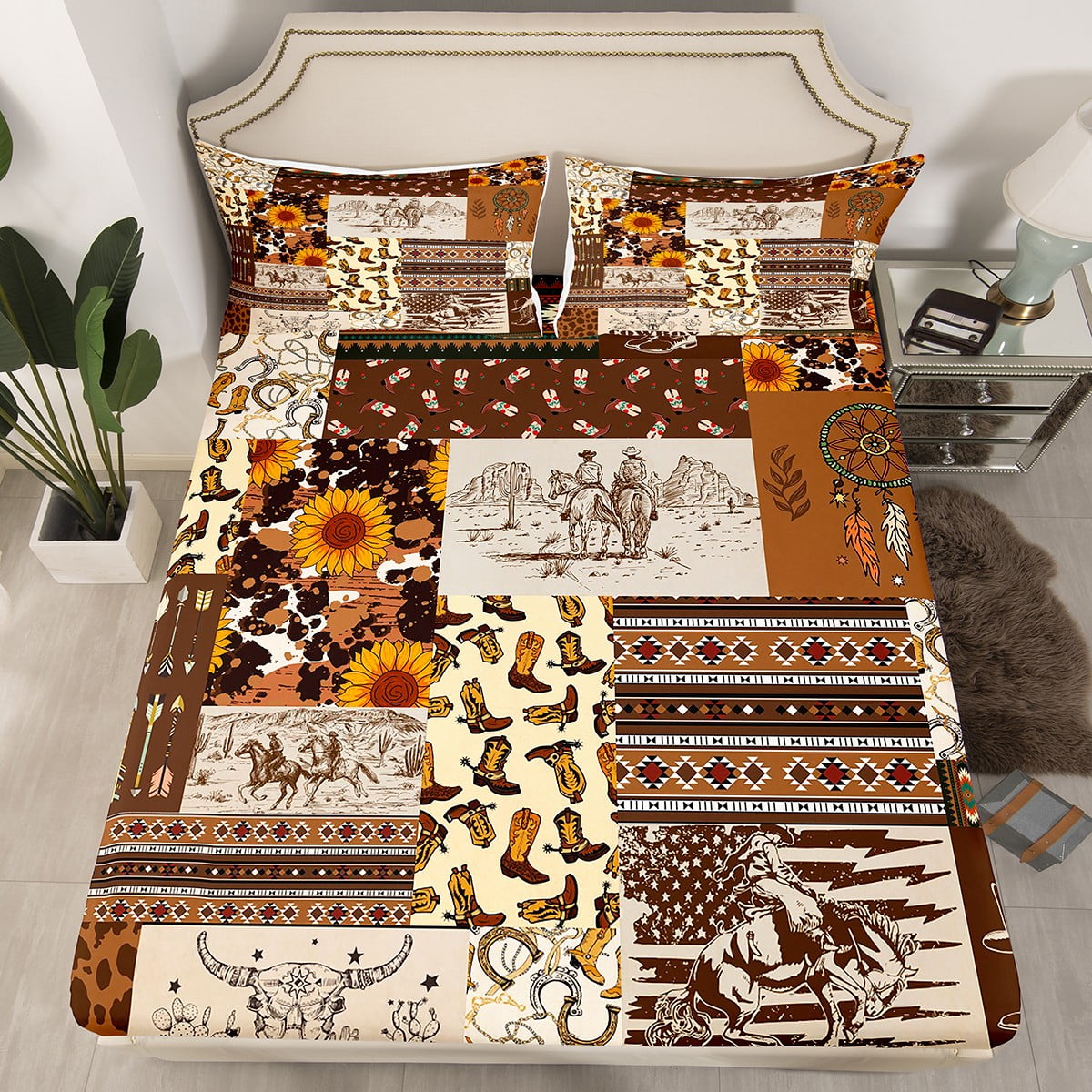 Erosebridal Western Bedding Set Youth Southwestern Cowboy Fitted Sheet ...