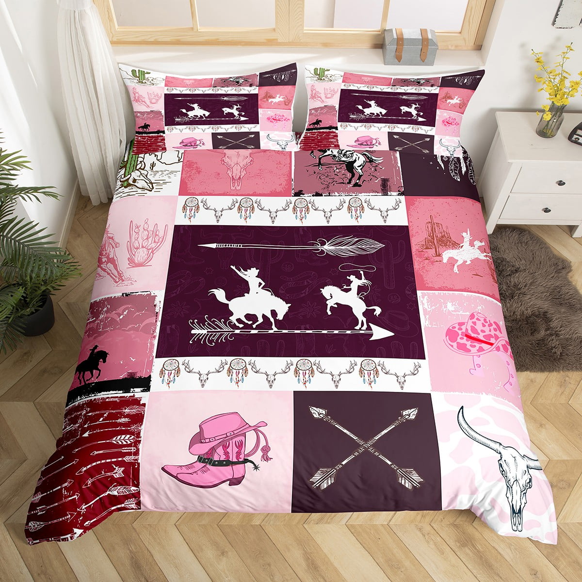 YST Western Bedding Set Pink Comforter Cover Queen for Teen Girls Camo ...