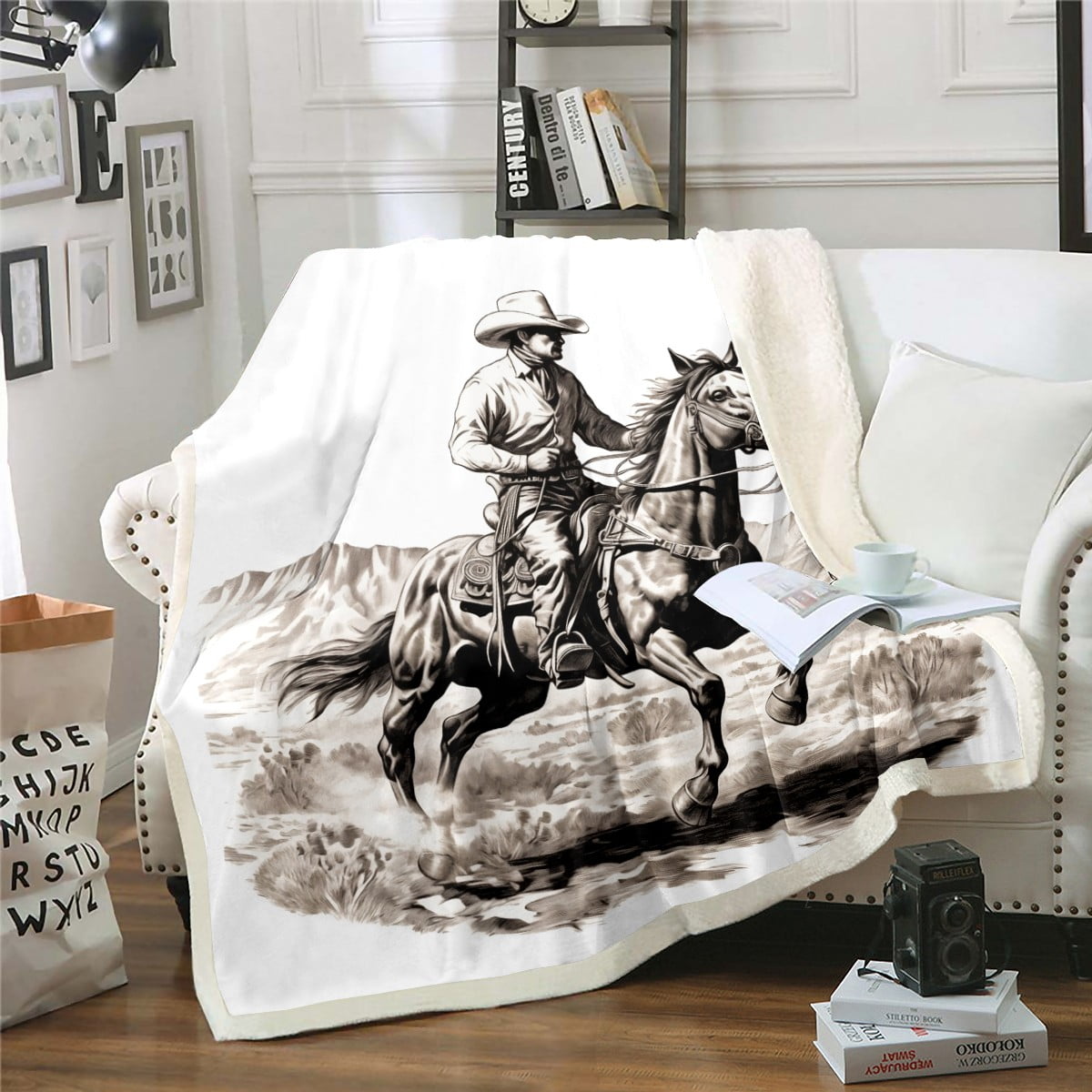 Western Blanket Throw Southwestern Cowboy Hat Fuzzy Blanket for Sofa ...