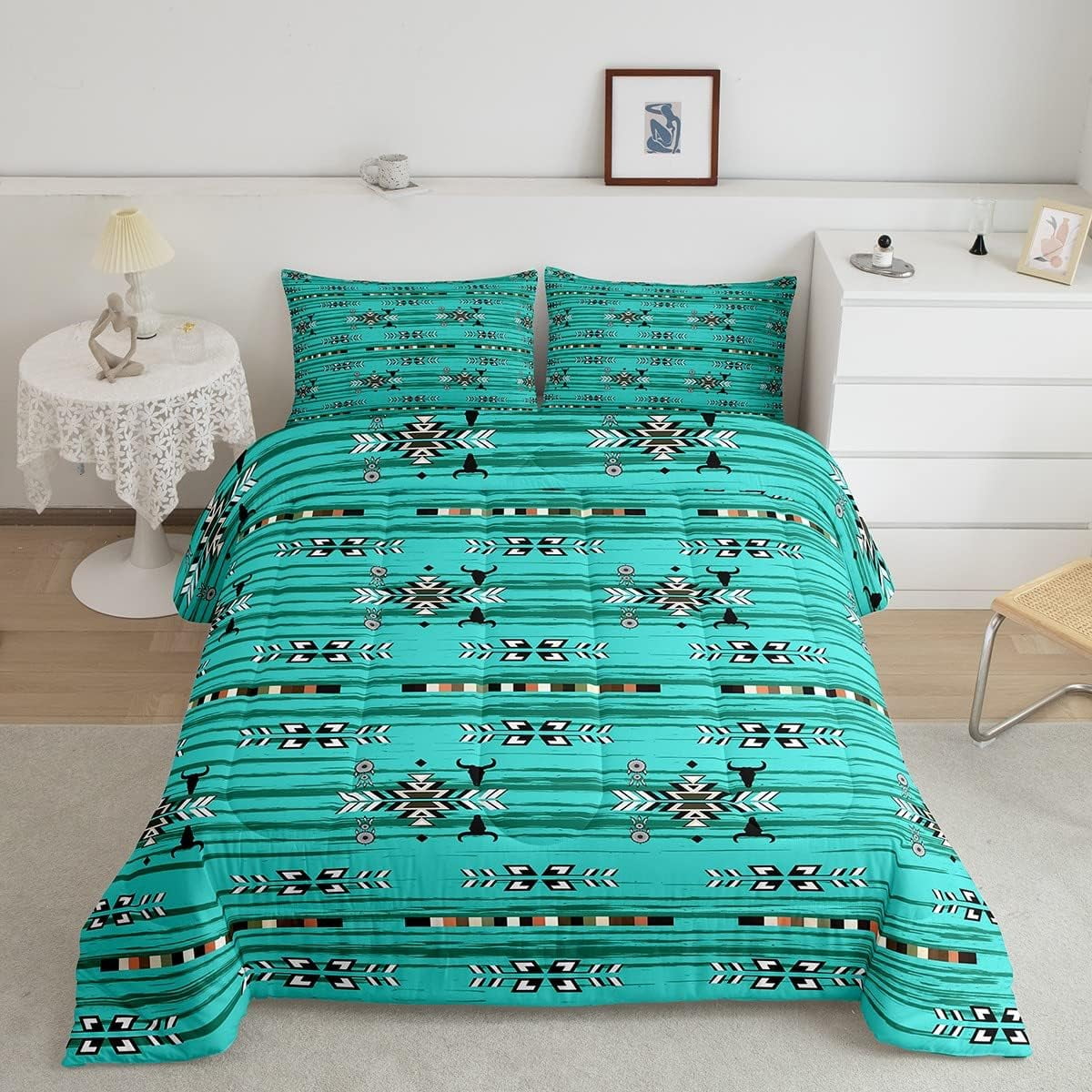 YST Western Boho Duvet Insert Queen,Cow Dream Catcher Bedding Set ...