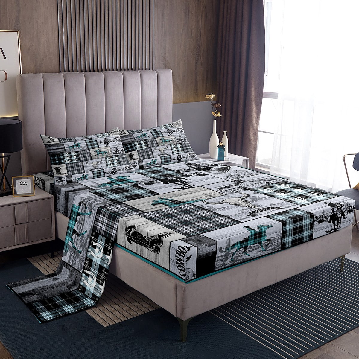 Erosebridal Western Sheet Set Queen Cowboy Horse Bed Sheets Teen Boho ...