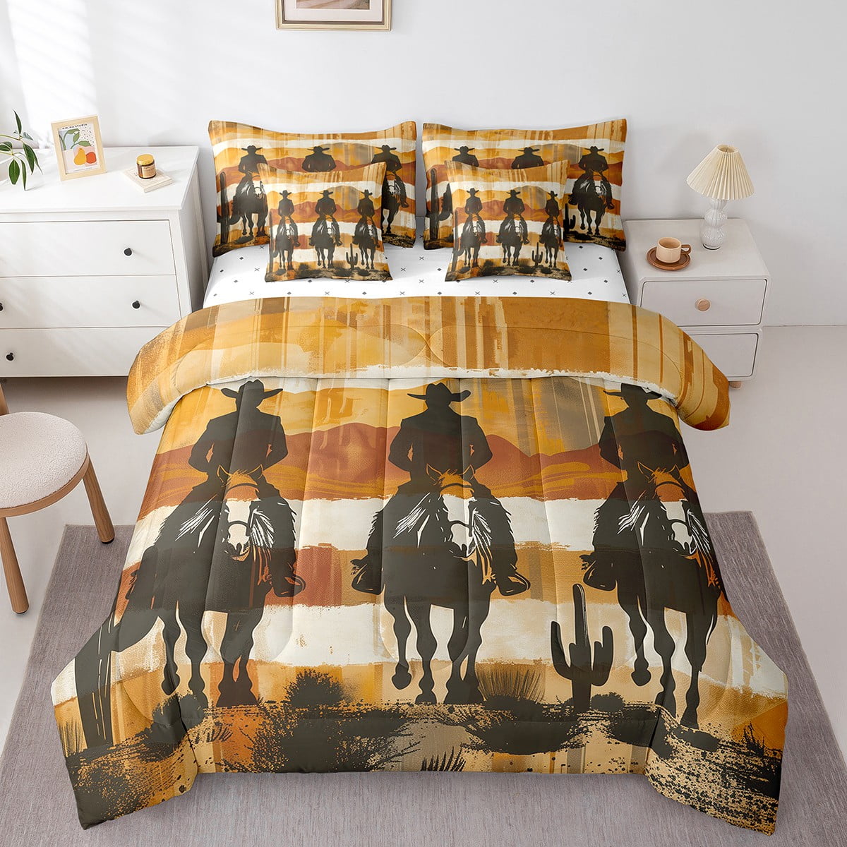 Erosebridal Western Comforter Set 7 Piece Twin Cowboy Riding Horse ...