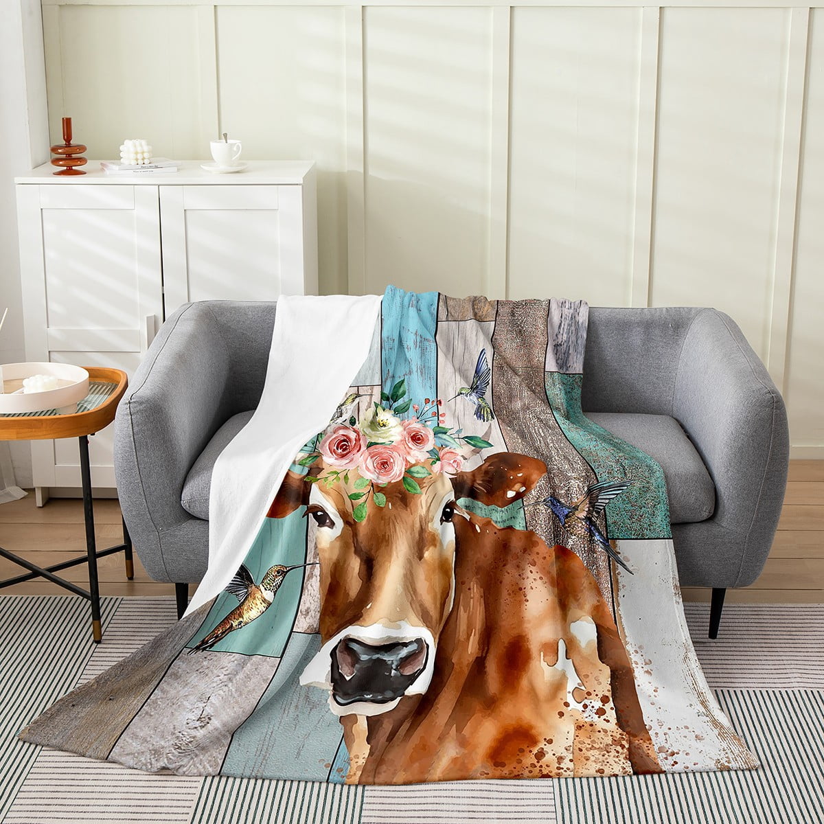 YST Western Cow Print Throw Blanket for Cowboy Farmhouse Country Decor ...