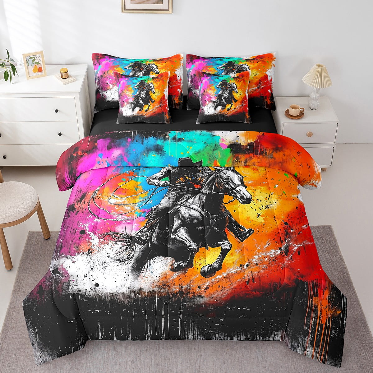 YST Western Cowboy Bed In A Bag With Sheets Riding Horse Bedding Set ...