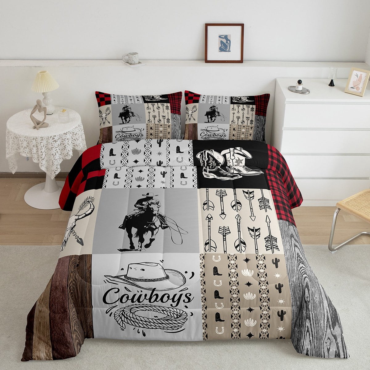 YST Western Cowboy Bedding Set Wild West Bull Horse Queen Comforter Set ...