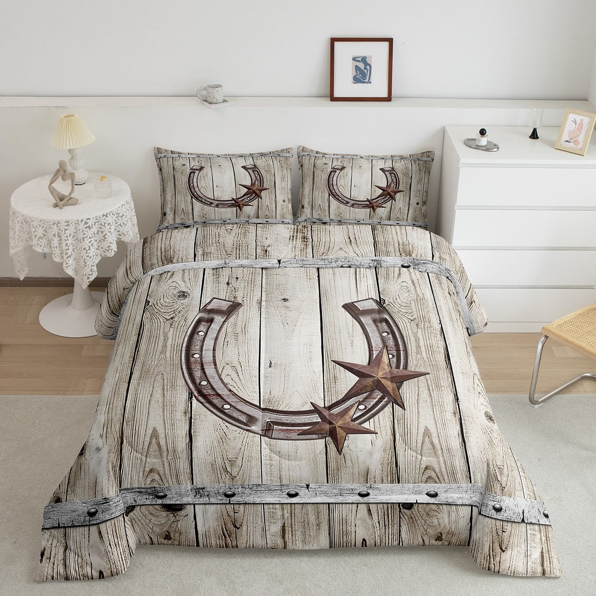 YST Western Cowboy Bedding Sets King Texas Star Horseshoe Down ...