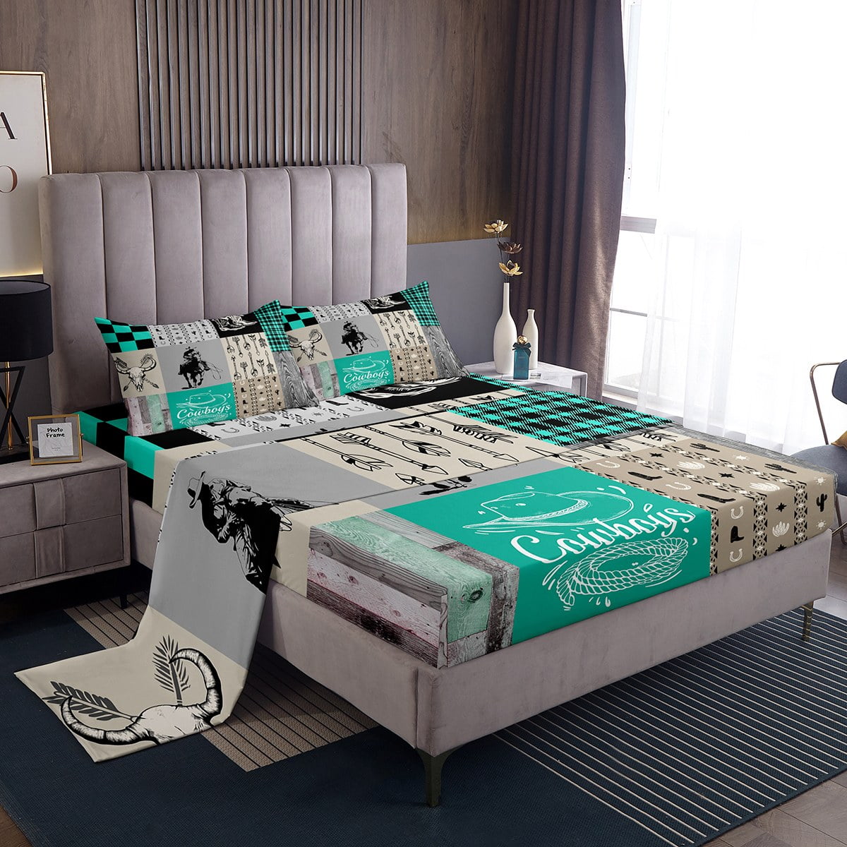 Erosebridal Western Cowboy Bed Sheets Full Country Horse Cow Print ...