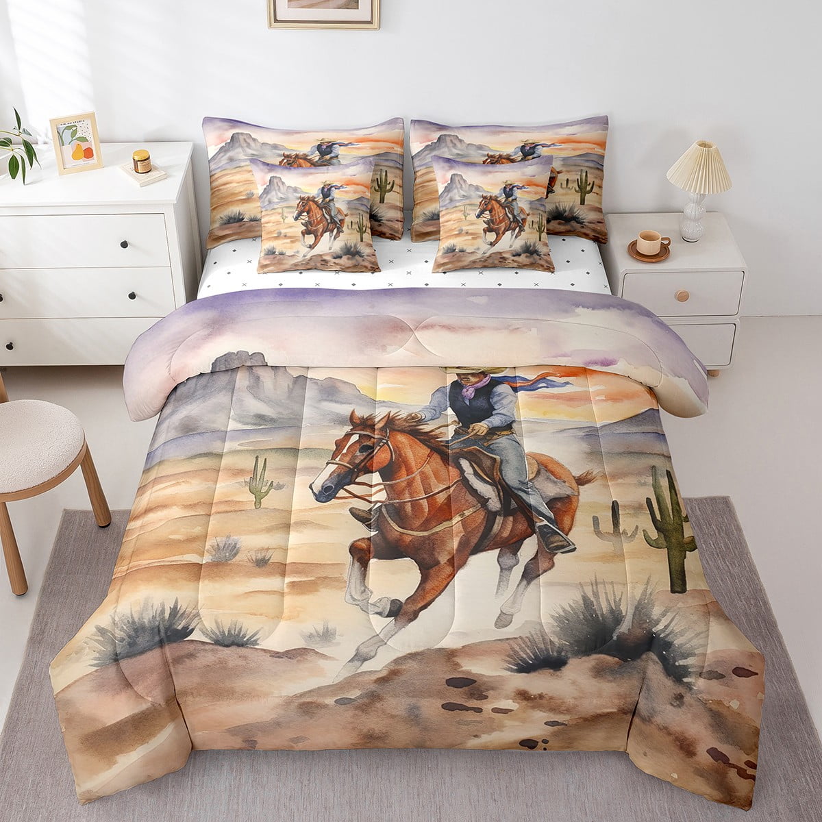 YST Western Cowboy Queen Comforter Set 7 Piece,Rustic Farmhouse Cowboy ...