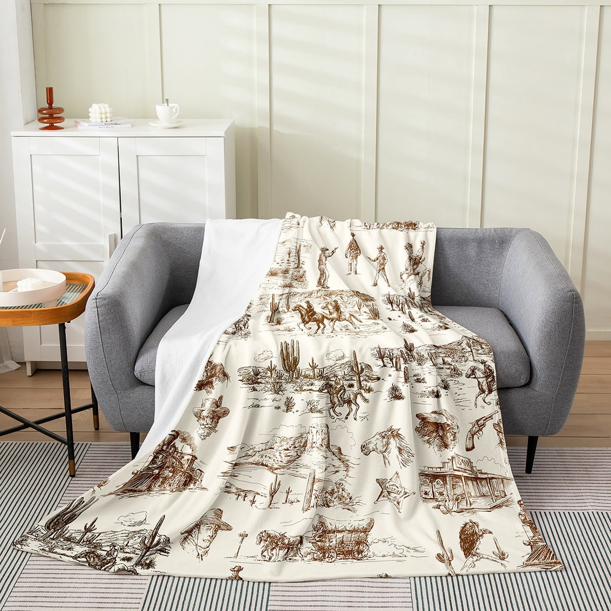 YST Western Cowboy Throw Blanket American Wild West Desert Blanket ...