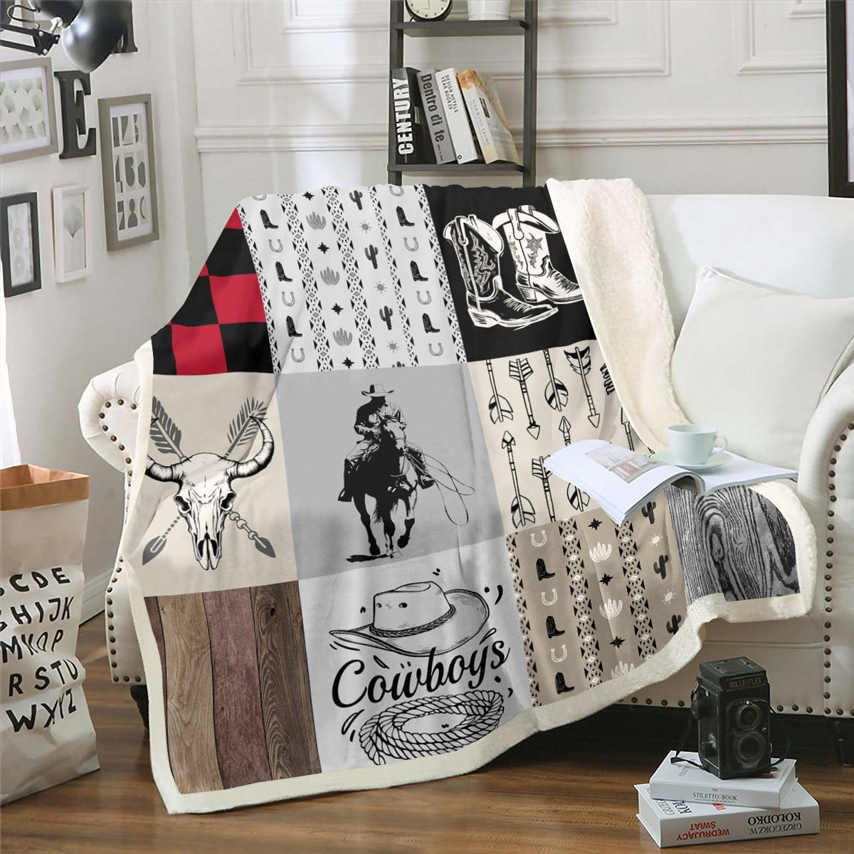 YST Western Cowboy Throw Blanket For Bed Couch West Cow Horse Throw 50 ...