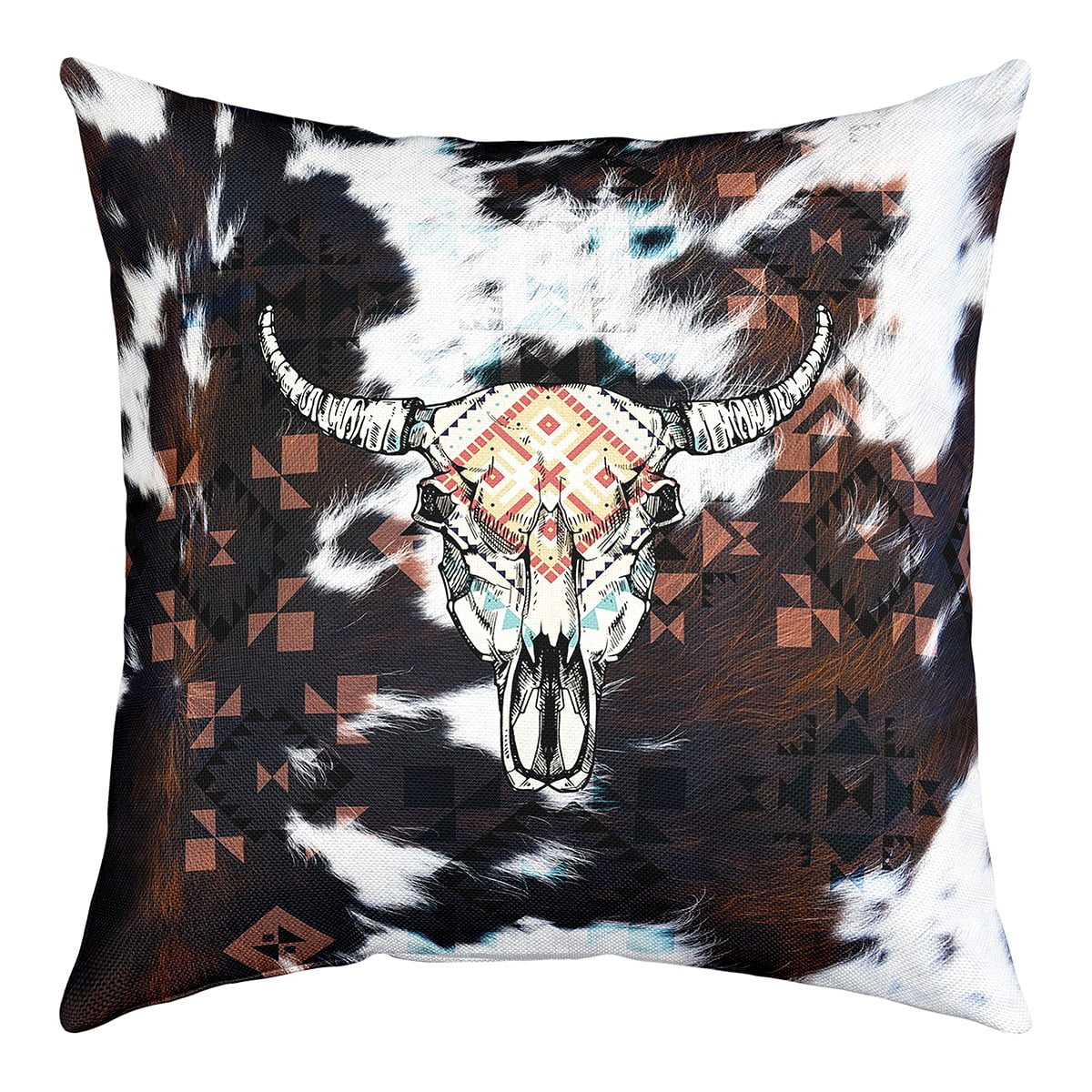 YST Western Cowboy Throw Pillow Cover 18x18 inch Rustic Bull Skull ...