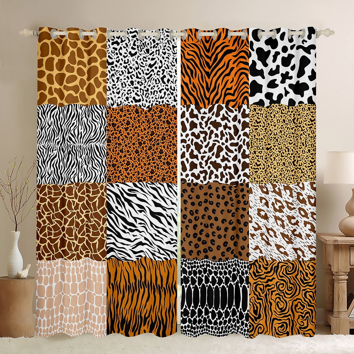 YST Western Curtains & Drapes 2 Panels 42"Wx63"L,Cowhide Cow Print ...