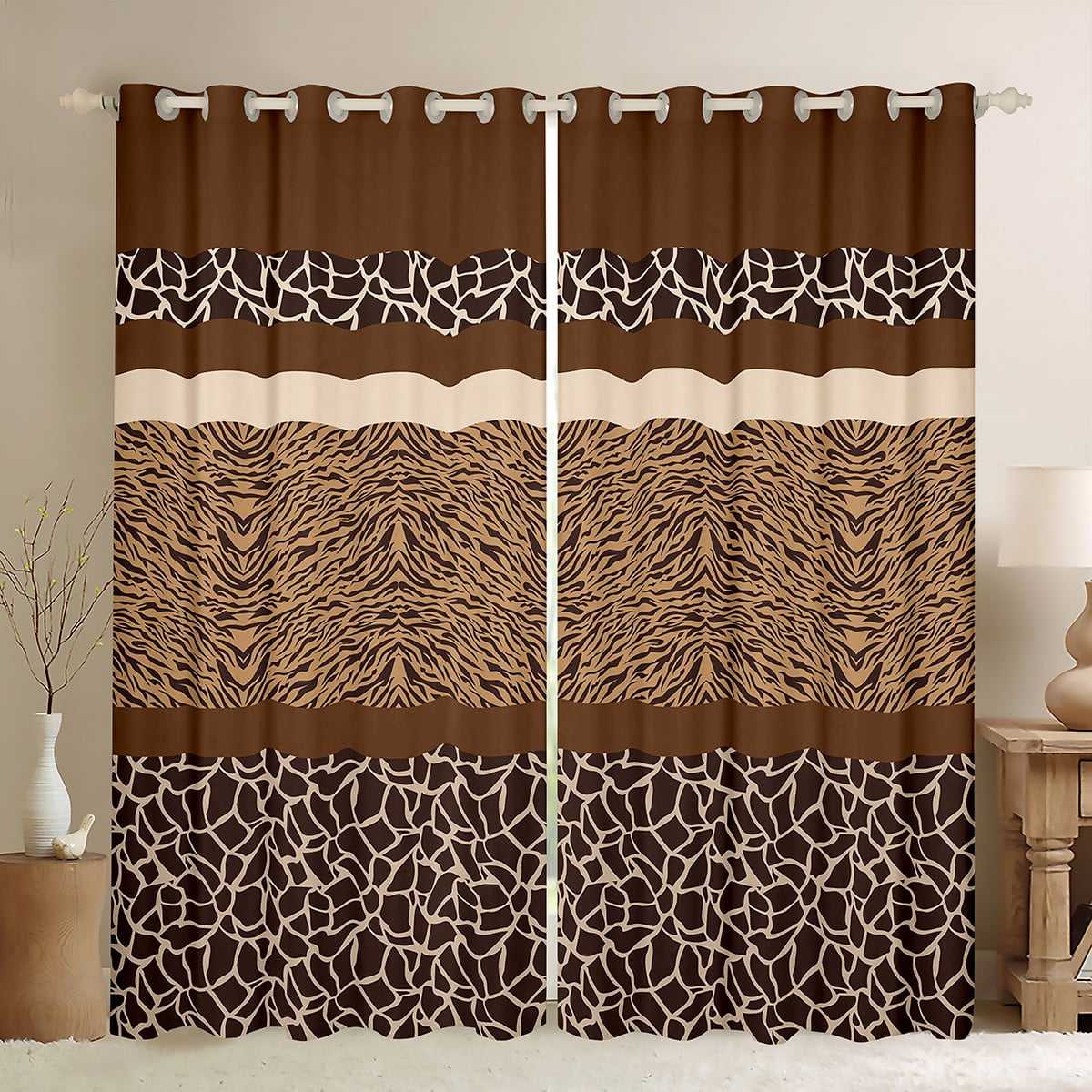 Western Curtains & Drapes 2 Panels 42"Wx84"L,Wild Animals Skin Curtains ...