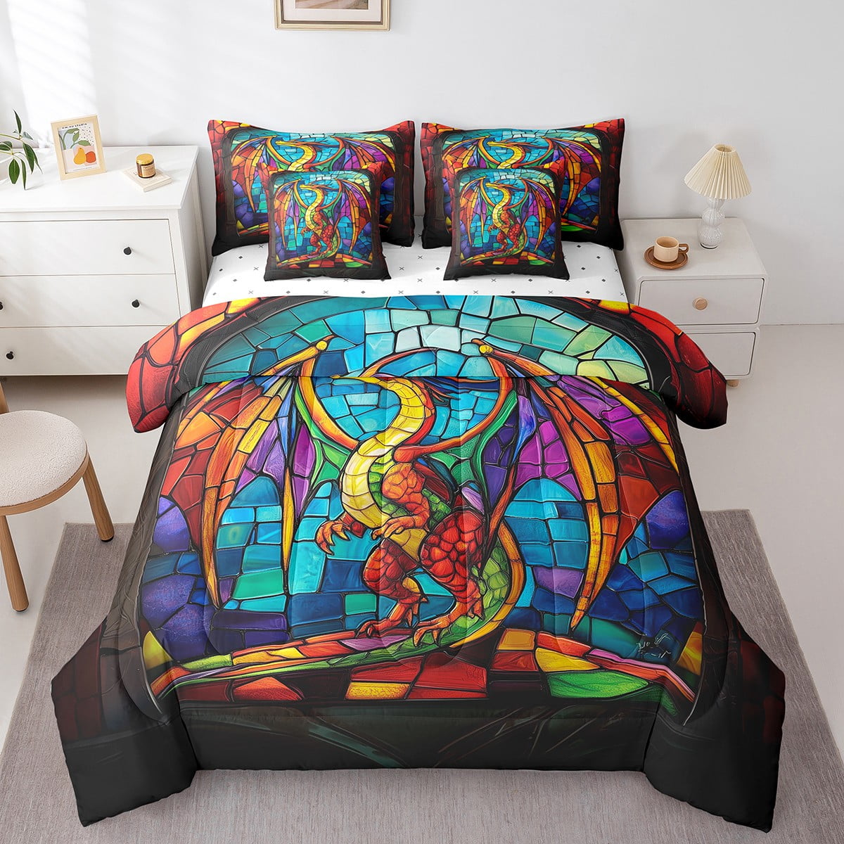 YST Western Dragon Bed In A Bag With Sheets Exotic Boho Style Dragon ...