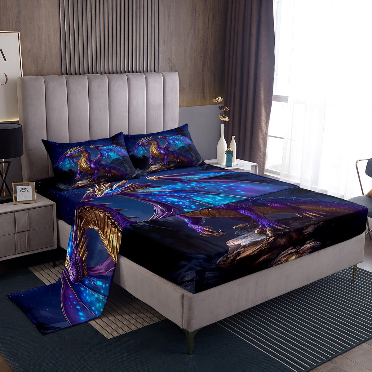 YST Western Dragon Bedding Set Full For Boys,Galaxy Starry Sky Bed ...