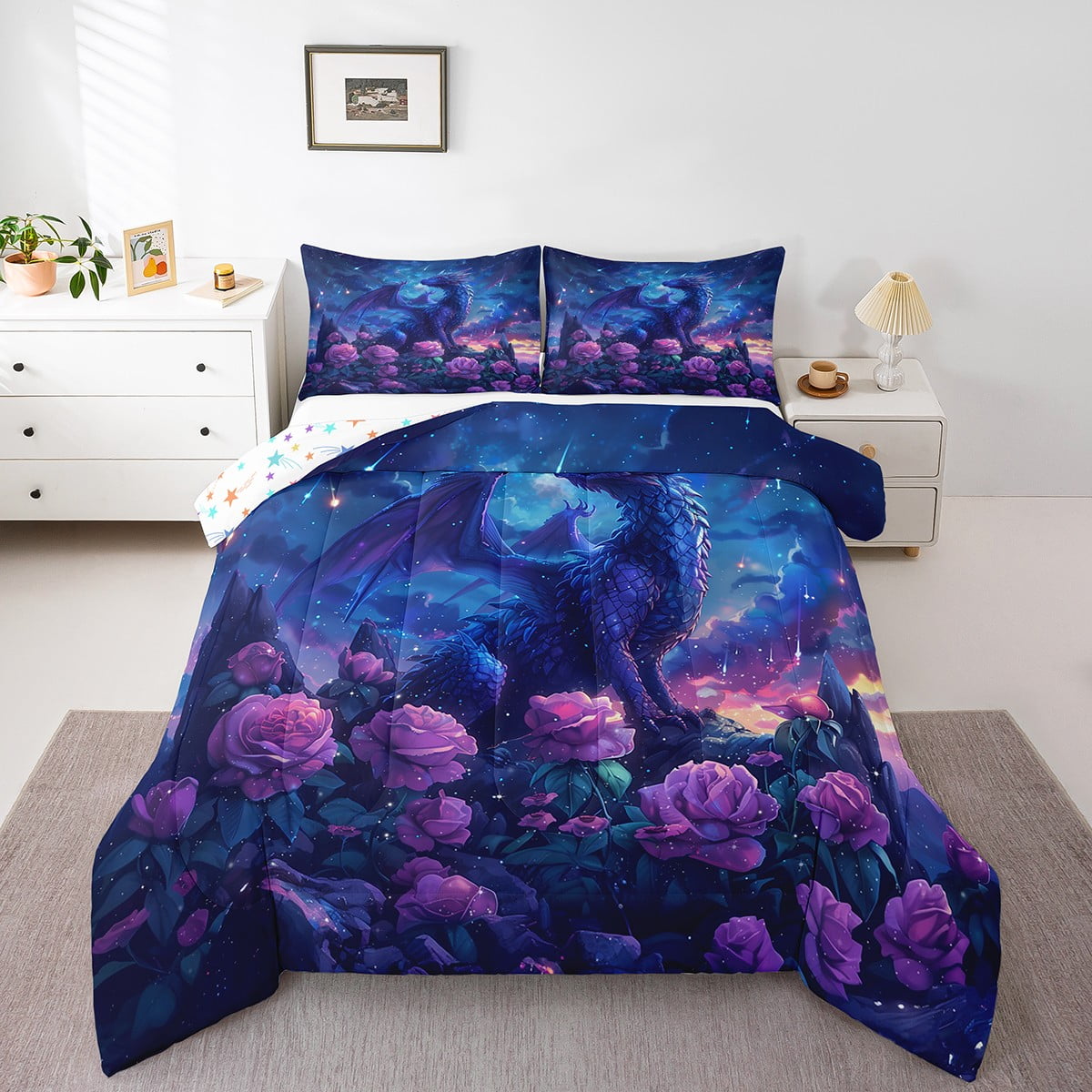 YST Western Dragon Toddler Bedding Set,Cartoon Fantasy Dragon Comforter ...