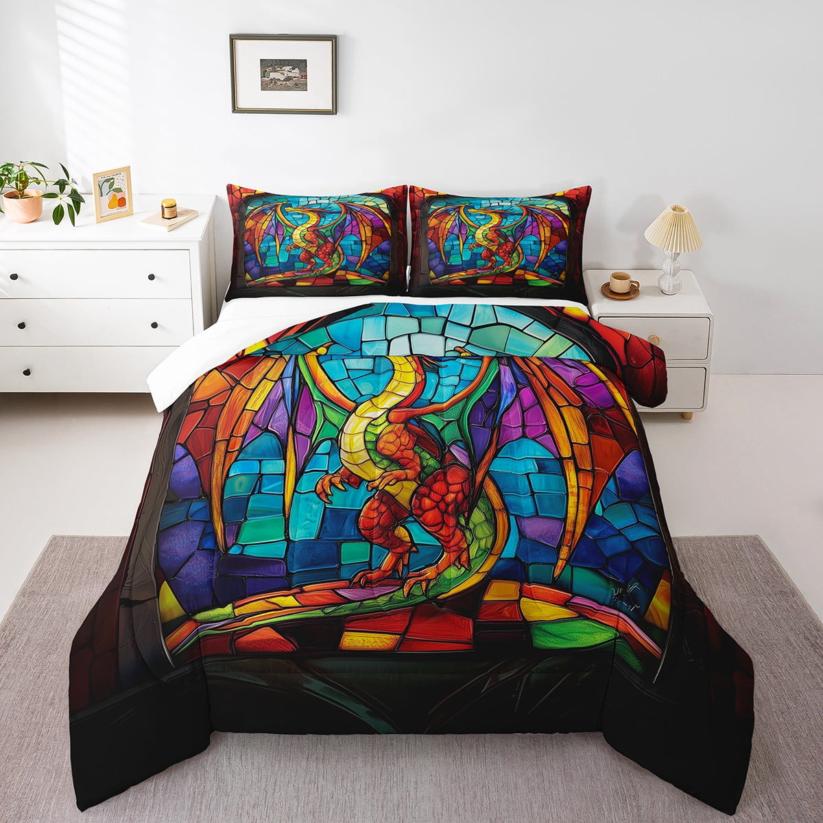 YST Western Dragon Twin Size Bedding Comforter Sets Exotic Boho Style ...