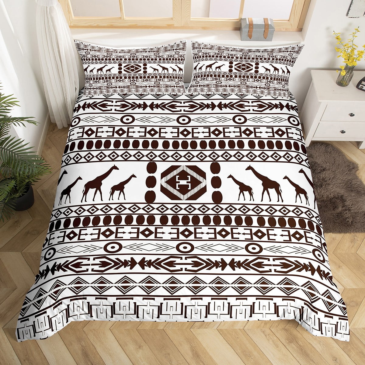 YST Western Duvet Cover for Adult,Vintage Giraffe Bedding Set,Black ...