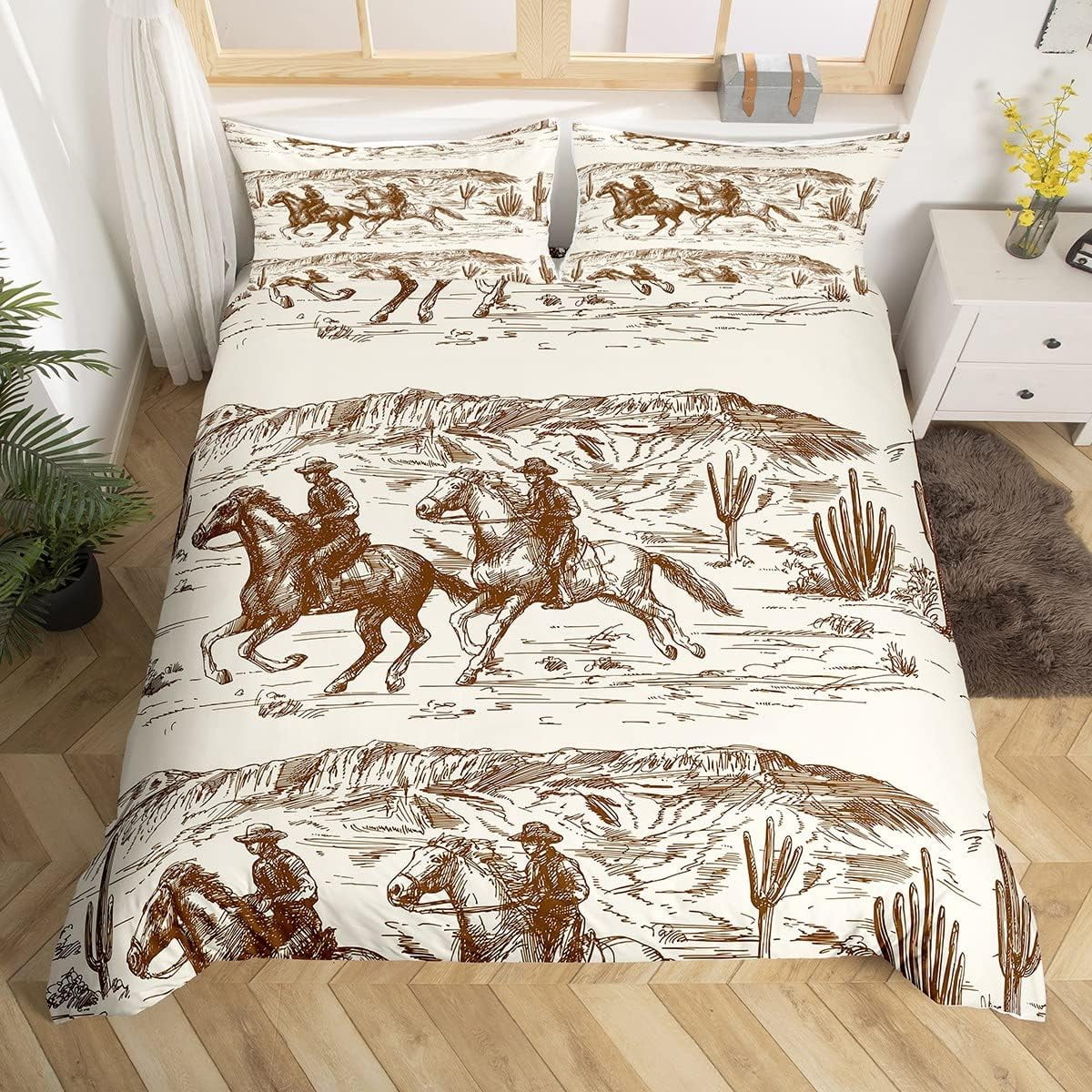 YST Western Duvet Cover Full Size Cowboy Bedding Set American Wild West ...
