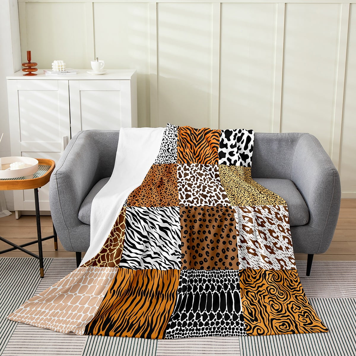 YST Western Fleece Blanket,Cowhide Cow Print Throw Blanket Wild Animals ...