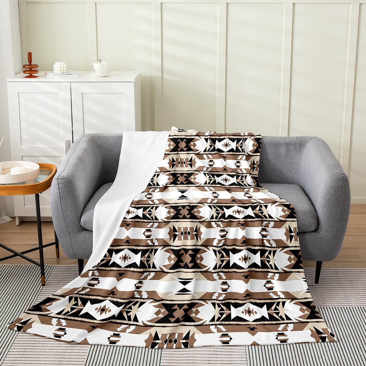 Western Fuzzy Blanket,Aztec Tribal Fleece Blanket,Vintage Mexican ...