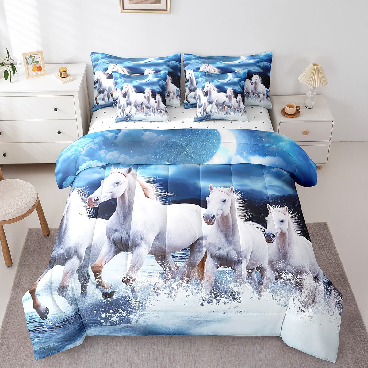 Western Horse Bedding Sets Full 3D Galloping Horse Bed in a Bag 7 Piece ...