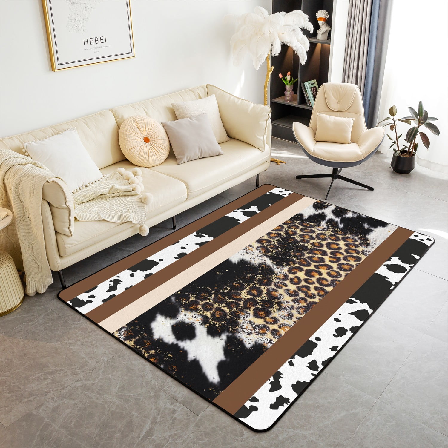 Erosebridal Western Non Slip Washable Carpet For Bedsides,Brown Cheetah ...