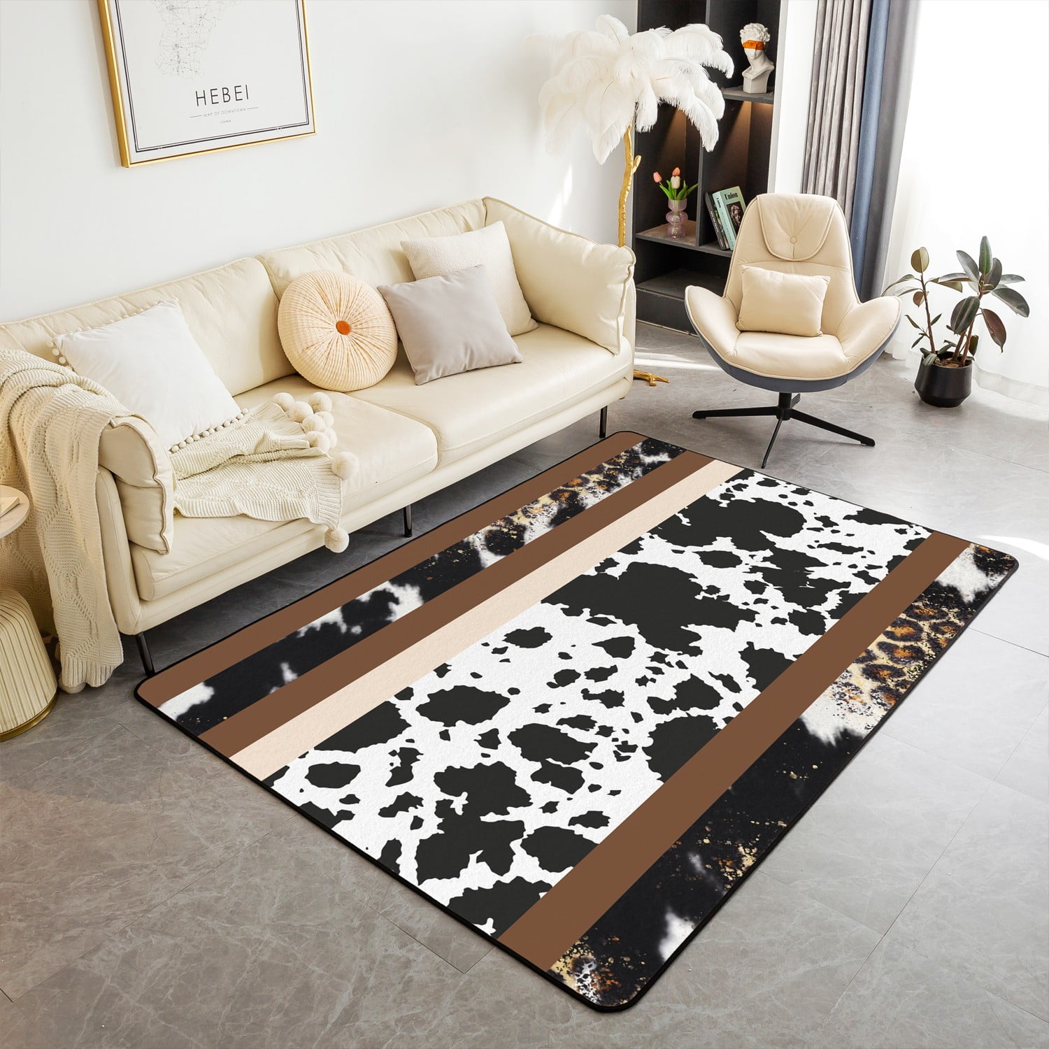 Erosebridal Western Non Slip Washable Carpet For Bedsides,Brown Leopard ...