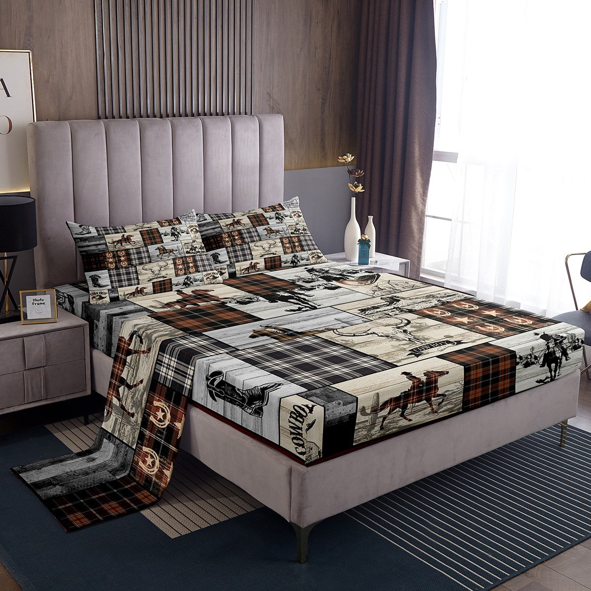 Western Sheet Set Full Cowboy Bed Sheets Western Bedding Horse Cow ...