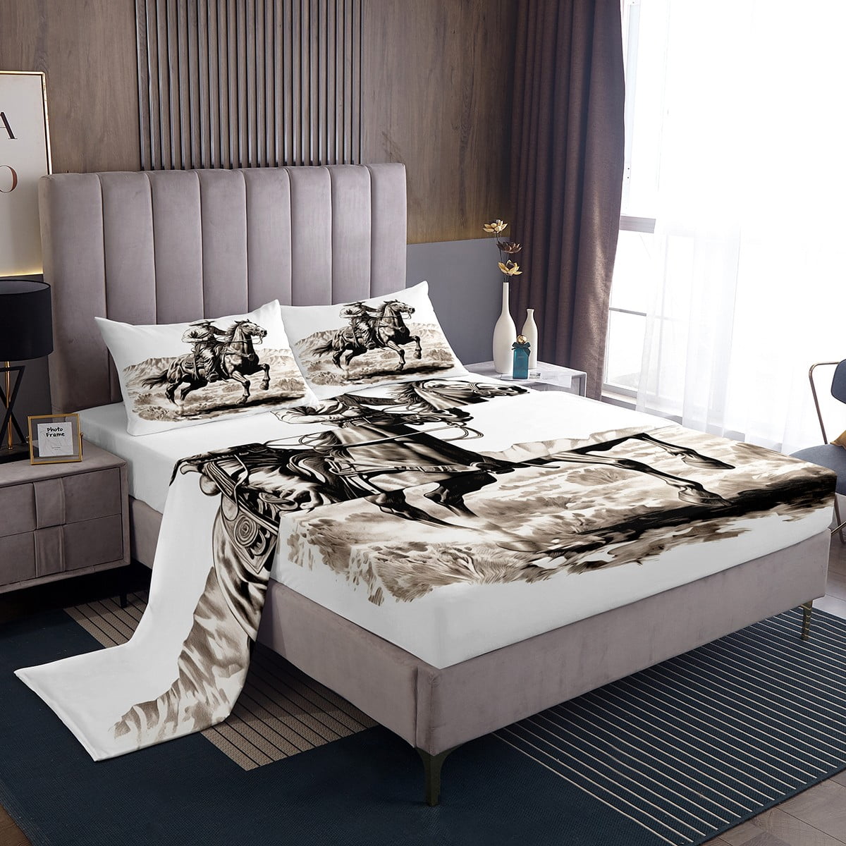 Erosebridal Western Sheet Set Queen Southwestern Cowboy Hat Bed Sheets ...