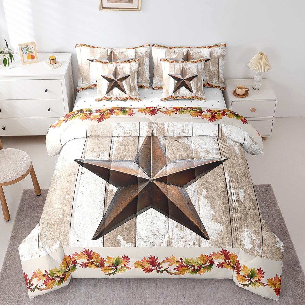 Erosebridal Western Texas Star Bed in a Bag,Rustic Farmhouse Style 7 ...