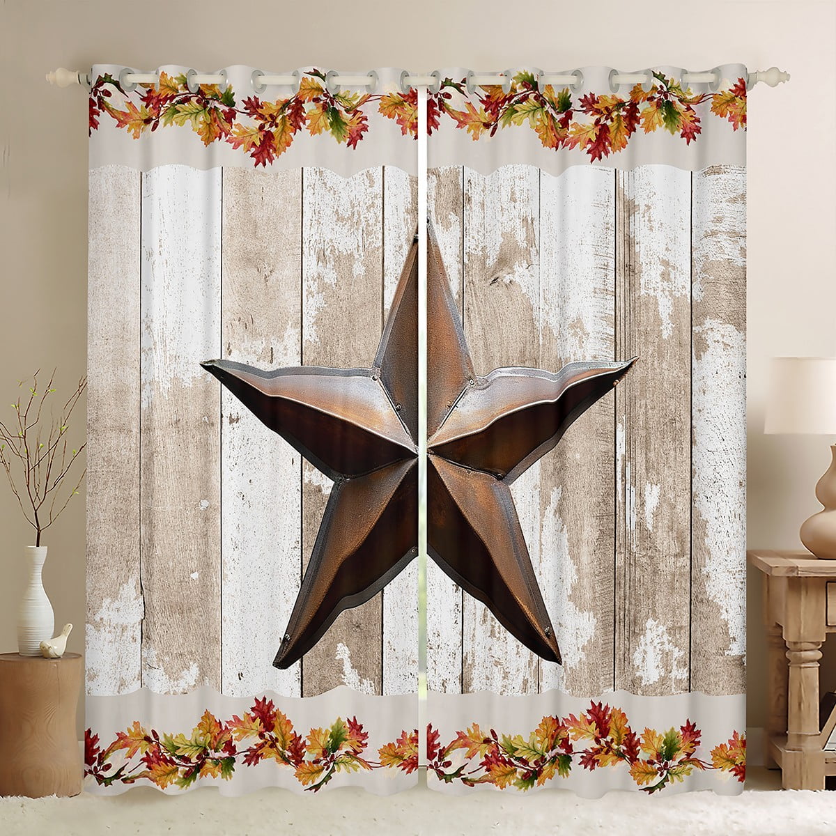 YST Western Texas Star Curtains,Rustic Farmhouse Style Blackout ...