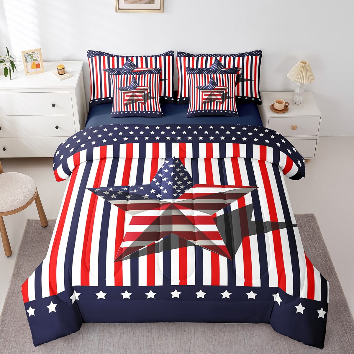 Western Texas Star King Comforter Set 7 Piece American Flag Bed In A ...