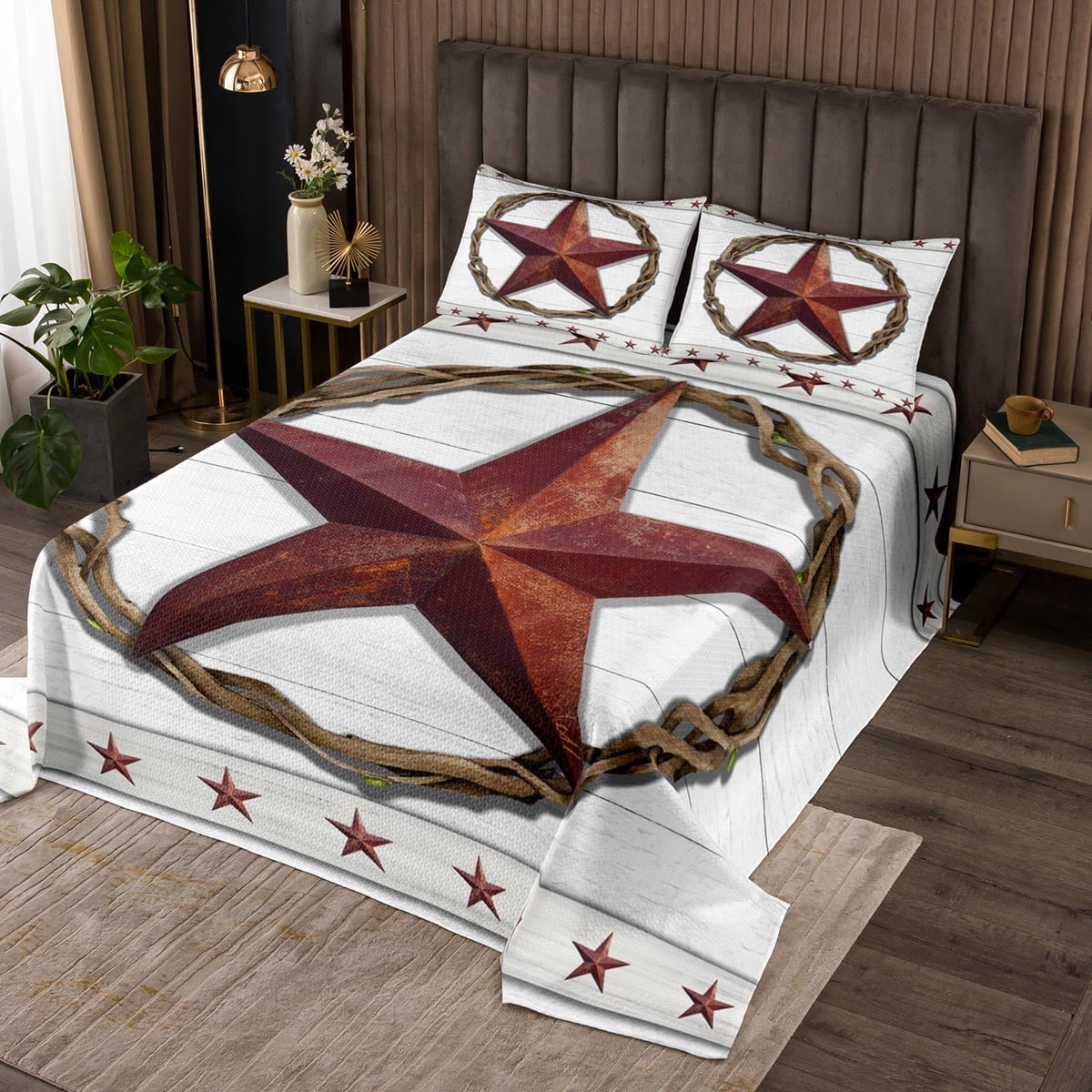 YST Western Texas Star Quilt Set King,Rustic Farmhouse Bedspread Set ...