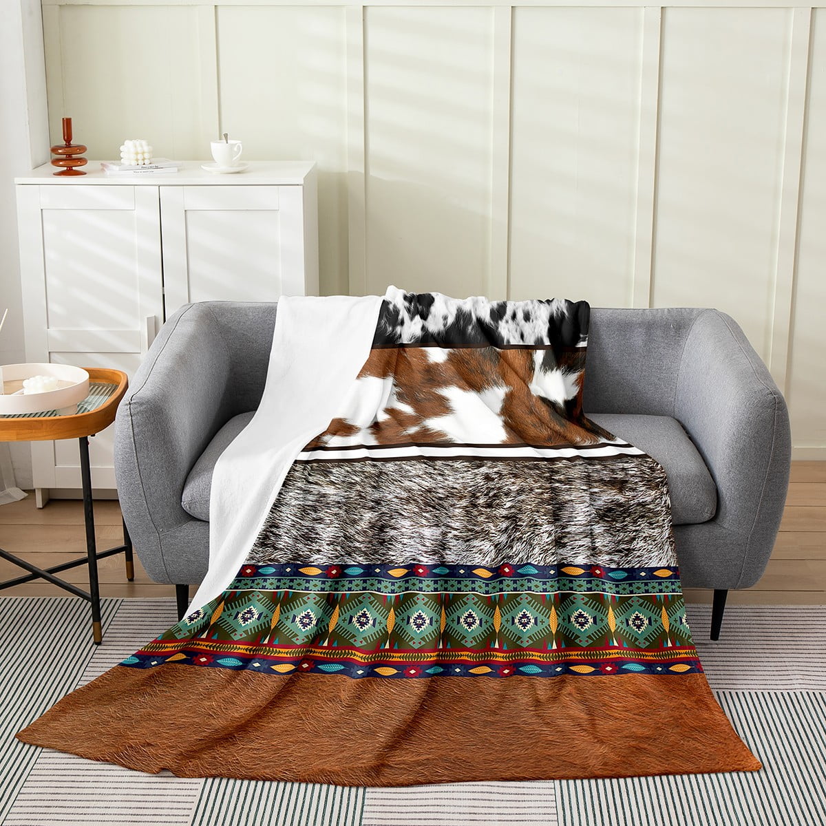 YST Western Throw Blanket Baby 30x40 inch,Wildlife Cowhide Fleece ...