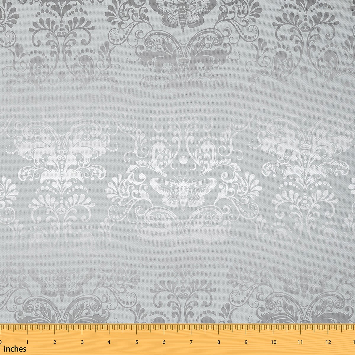 YST White Grey Damask Decorative Fabric by the Yard Butterfly and ...