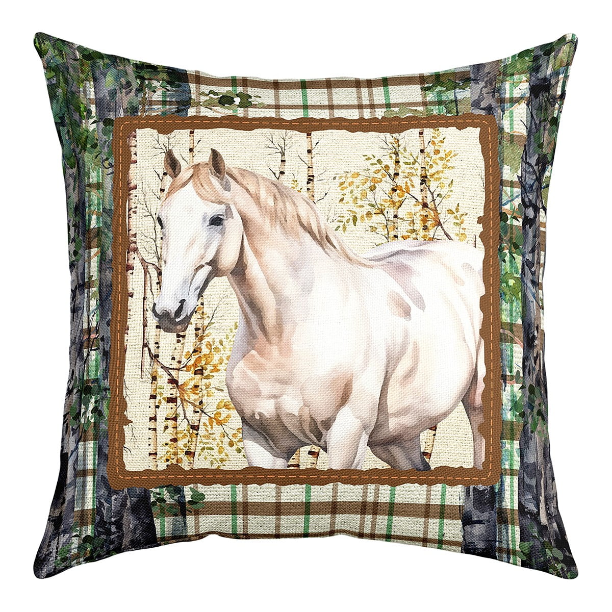 YST White Horse Pillow Cover,Farmhouse Decor Wildlife Cushion Cover ...