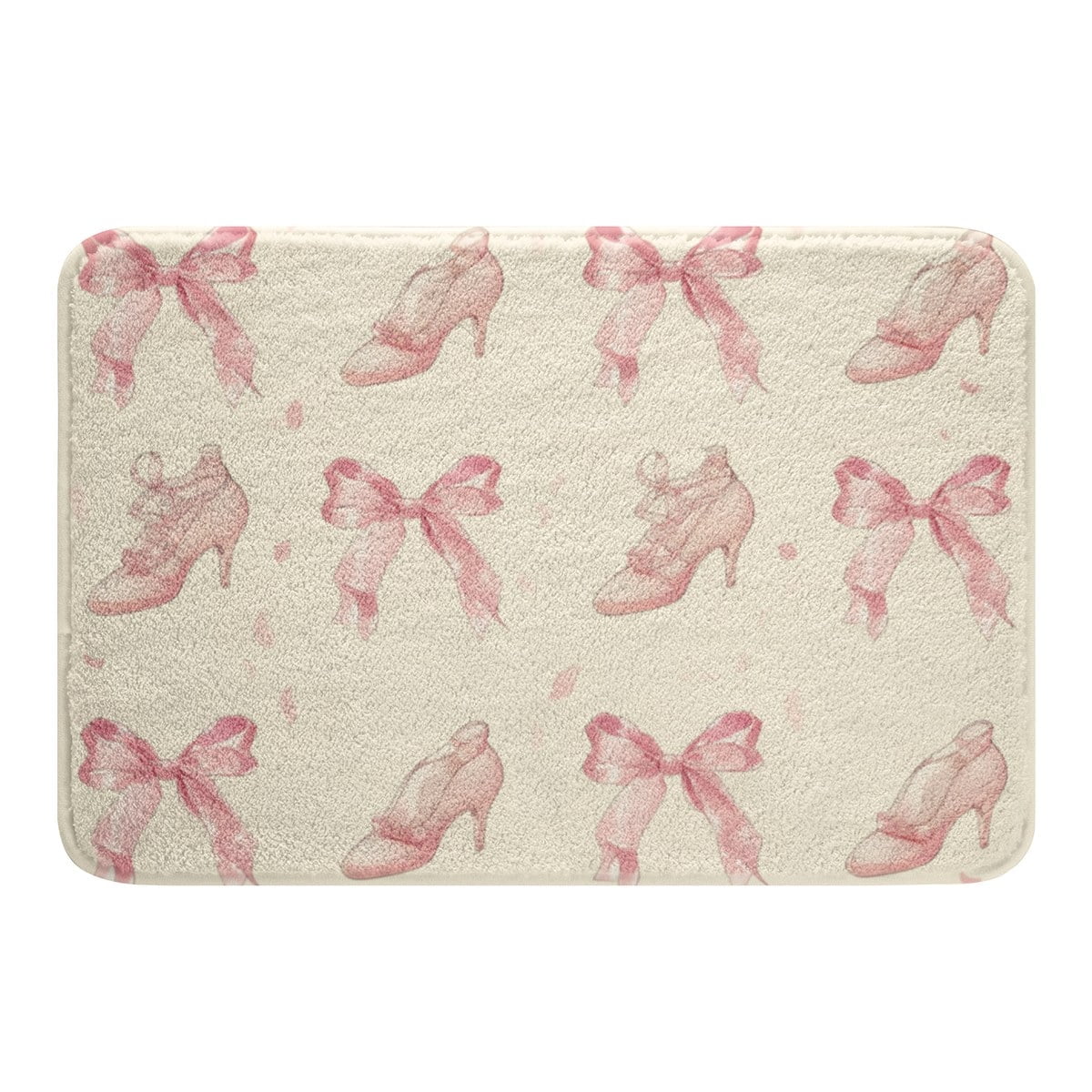 Erosebridal White Pink Bow Tie Bathroom Rug Set,Cute Pink High Heel ...