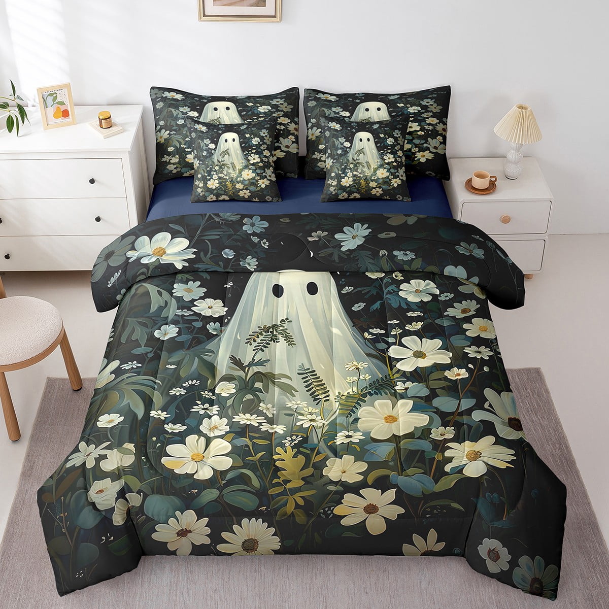 Erosebridal White Spooky Ghost Bed In A Bag With Sheets Gothic ...