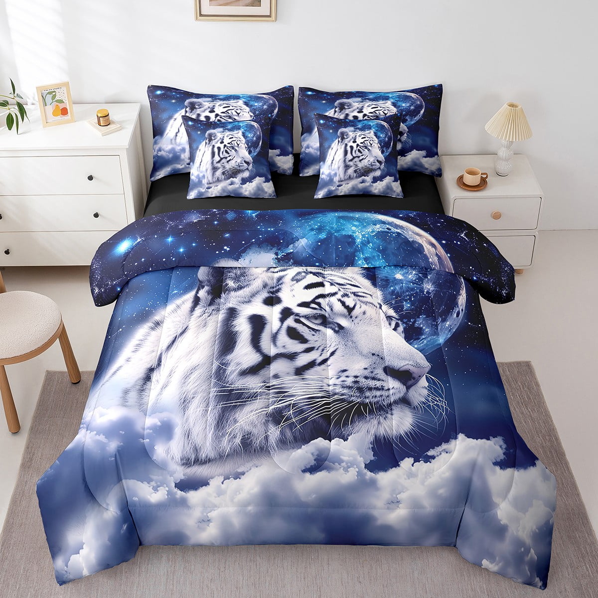White Tiger Bed In A Bag Twin Galaxy Tiger Comforter Set 7 Piece Adults ...
