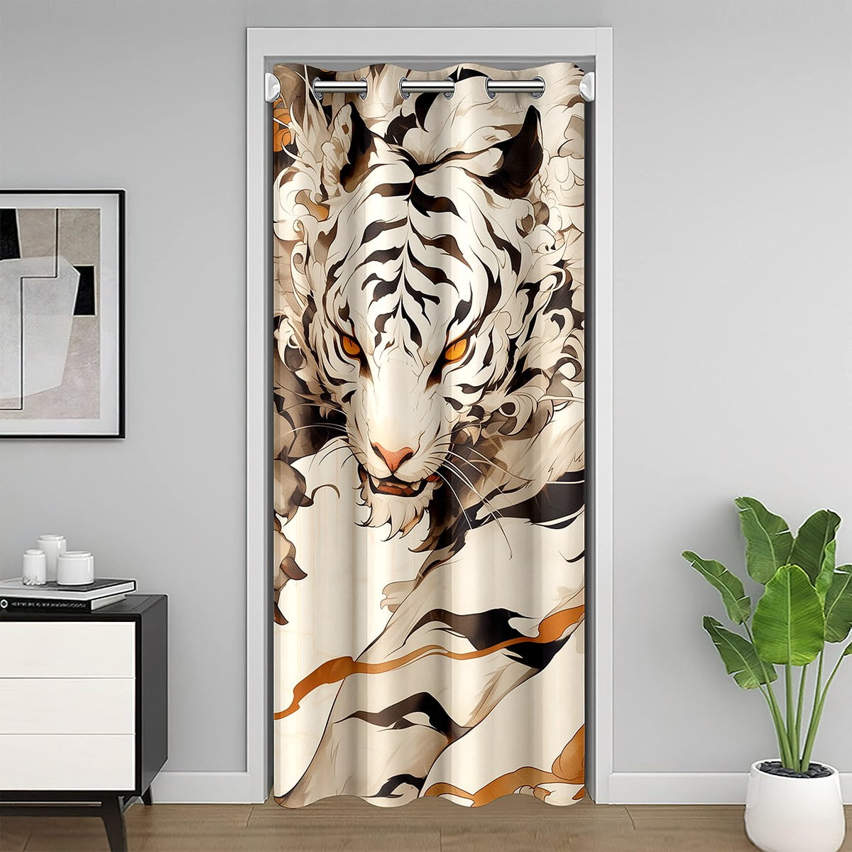 YST White Tiger Door Curtain For Doorway Privacy for Man Woman,Wild ...