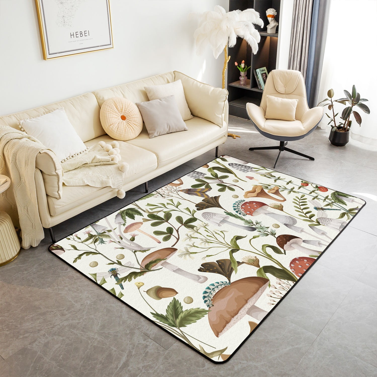 YST Wild Mushroom 5x7 for Bedside Area Rug Outdoor Natural Plants ...