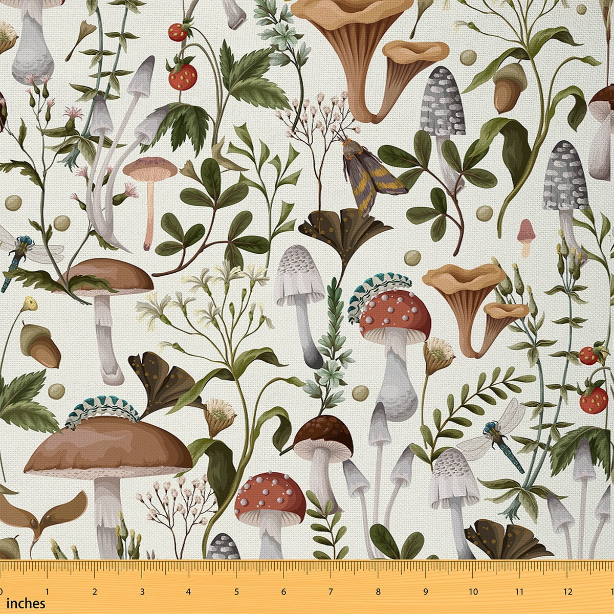 YST Wild Mushroom Fabric by The Yard Natural Plants DIY Waterproof ...