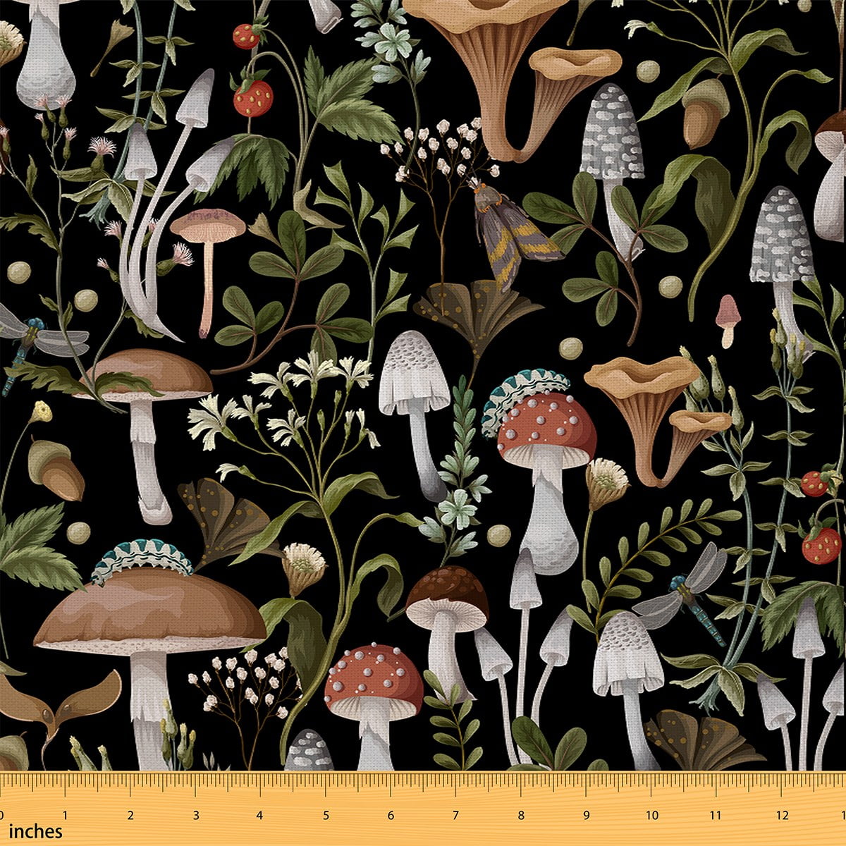 YST Wild Mushroom Fabric by The Yard Natural Plants DIY Waterproof ...