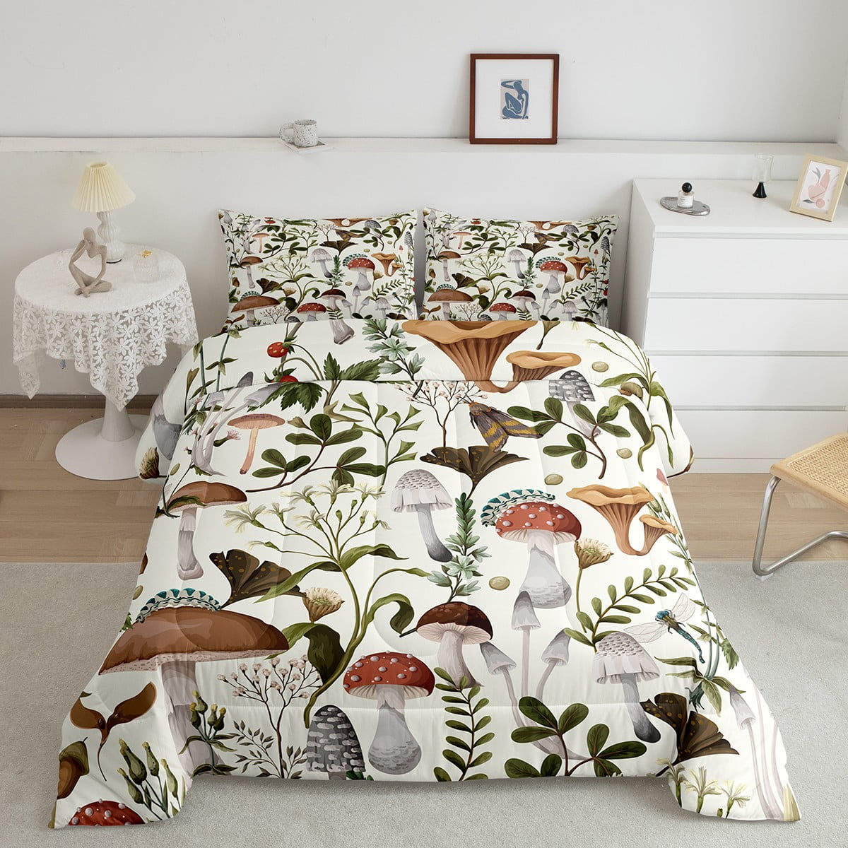YST Wild Mushroom Full Bedding Outdoor Natural Plants Comforter Set ...