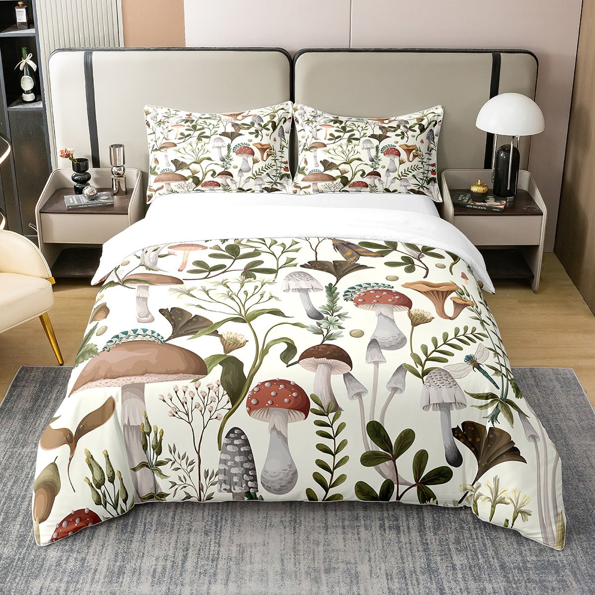 YST Wild Mushroom Queen 100% Cotton Duvet Cover Outdoor Natural Plants ...