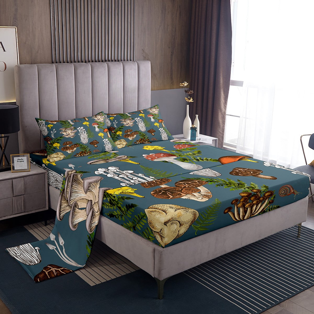 YST Wild Mushroom Sheet Set Natural Wild Fungus Sheets for Kids Boys Girls Rustic Fungus Plants ...